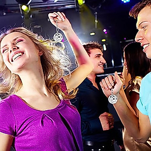 Disco Ball Keychain, 12 Pieces Disco Ball Party Favors Keychain 70s Disco Keychain Silver Mirror Ball Keychain Ball Party Supplies 1970s Party Favors Set for Halloween Christmas Party Decorations