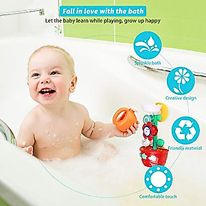 Girl Bath Toys for Kids 1-3 Bathtub Toys for Toddlers Water Tub Toys for Babies 1 2 3 Year Old Girls Boys Gifts with 1 Mini Sprinkler 2 Toys Cups Gifts Ideal with Color Box