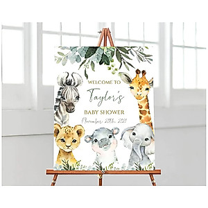 Safari Baby Shower Welcome Sign, Jungle Welcome Sign, Baby Shower Zoo Animal Welcome Sign, Sage Green Shower Decor, Woodland Baby Shower Welcome Sign