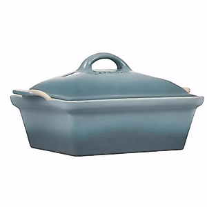 Le Creuset Stoneware Heritage Covered Square Casserole, 9-Inch, Sea Salt