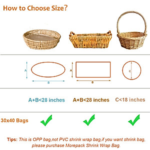 Morepack Large Cello/Cellophane Bags,30x 40 Inches Clear Basket Bags OPP Plastic Cellophane Wrap for Gift Baskets Packaging 5 Pieces