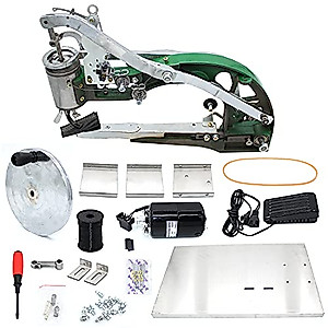ColouredPeas 2021 Cobbler Sewing Machine 110V 250W Motor with Stainless Steel Base Eletrical and Manual Sets Leather Sewing Machine for Leather/Shoes/Bags/Clothes/Quilts/Coats/Trousers（Green）…