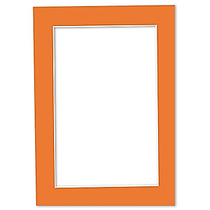 8x16 Mat Bevel Cut for 6x12 Photos - Acid Free Orange Precut Matboard With Backing Board and Crystal Clear, Self Seal Photo Mat Bag - For Pictures, Photos, Framing - 4-ply Thickness