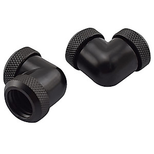 SDTC Tech 4-Pack 90 Degree Fitting Hand Twist Elbow for 10mm ID, 14mm OD Metal and PETG Rigid Tubing Computer Water Cooling System Connectors