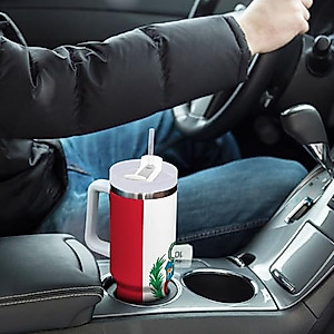 40 Oz Peru State Flag Stainless Steel Tumbler with Straw and Handle Fall Insulated Tumbler