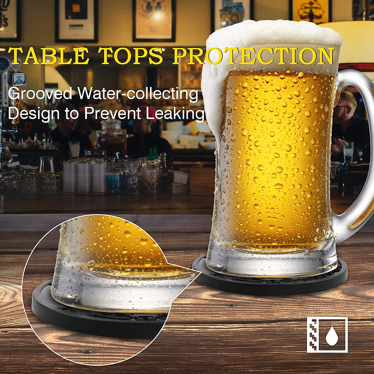 Coasters for Drinks,Black Coasters for Coffee Table -Soft Coasters Set Cup Mat -Coffee Table Coasters for Drinks Absorbent -Kitchen Decor -Coffee Table Decor (Diamond, 2Pack-Black)