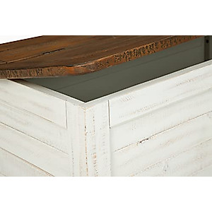 Signature Design by Ashley Dashbury Rustic Farmhouse Storage Trunk or Coffee Table, Antique White & Brown