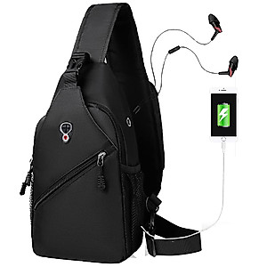 NUFR Sling Bag Sling Backpack Crossbody Bags for Women Men Chest Shoulder Bag Daypack for Hiking Walking Travel USB Charger Port