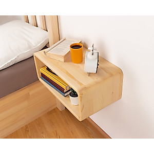 WOODCHES Floating Nightstand Wooden, Bedside Table, Nightstand Shelf, Handmade, Wall Mounted Bedside Shelf, Minimalist and Unique Style (Natural)