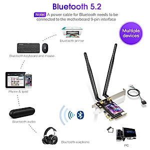 PCIE WiFi 6 Card AX1800M Bluetooth 5.2 Adapter for Desktop PC, EDUP LOVE 2.4GHz/5.8GHz Dual Band Wireless PCI Express Internal Network Card Support Windows 10/11 64-bit