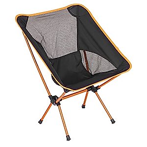Portable Chair, Convenient to Carry Simple Operation Nylon Mesh Compact Outdoor Chair Wide Uses Small After Folding for Barbecue(Orange)