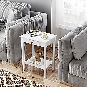 IDEALHOUSE Nightstand Wooden, 2-Tier Couch Sofa Side Table with Drawer - Stylish End Table for Living Room Bedroom Study Room