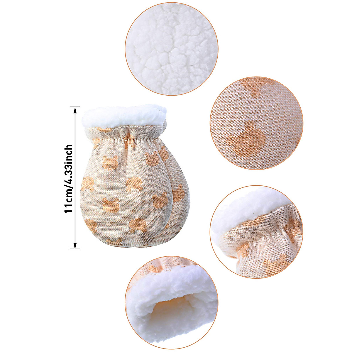 Blulu 3 Pairs Newborn Mitten Gloves Baby Winter Mittens Warm Infant Cotton Mittens