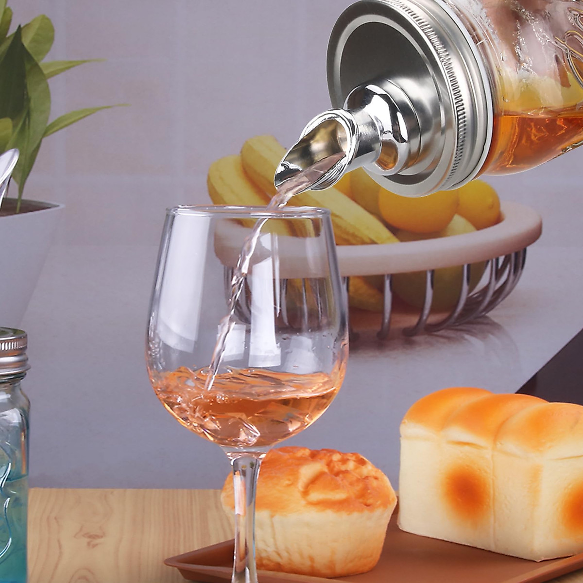 ziHenryDa Mason Jar Pour Spouts. free flow Mason Jar Pour Spouts, for spout mason jar wide mouth 86 mm dispenser germination cover. Suitable for any liquid，jars not included (2 silver)