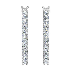 1/2 Carat Natural Diamond Hoop Earrings in 10K White Gold
