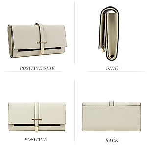 CLUCI Leather Wallet for Women Slim Designer Trifold Ladies Credit Card Holder Cream White