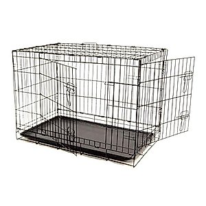 EDMBG Dog Crate 36x23x26 Large 2 Door Pet Kennel Cage Folding Portable Travel Metal