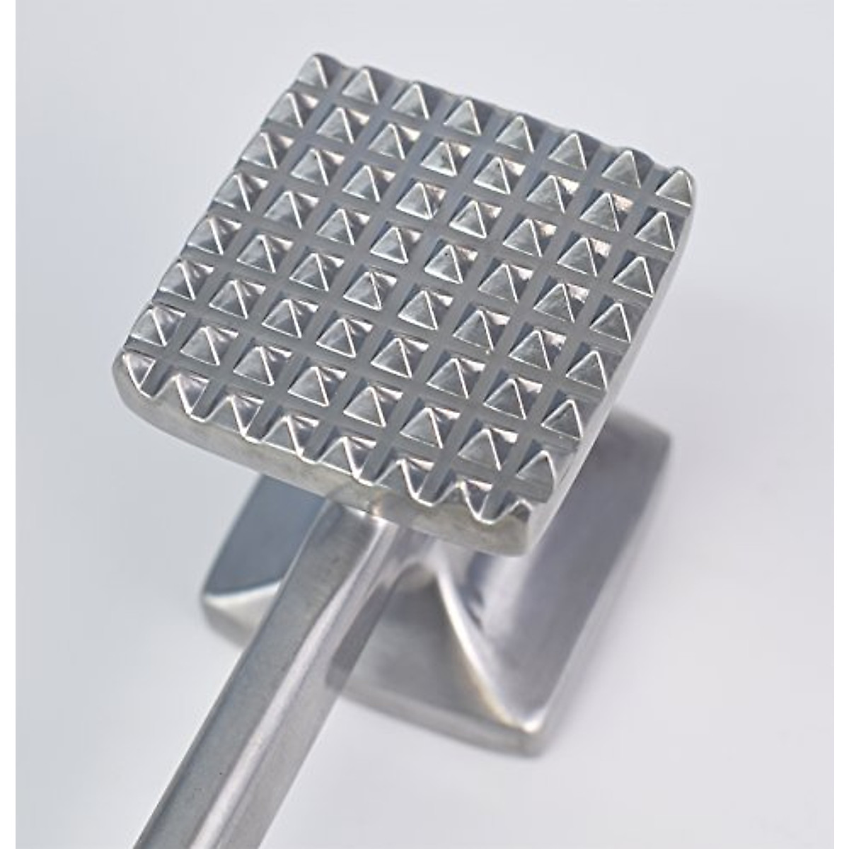 Jim Beam Stainless Steel Heavy Duty Construction Meat Tenderizer with Soft Grip Handle, Medium, Silver