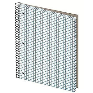 1InTheOffice Graph Ruled Spiral Notebook, Quad Ruled Notebook Spiral, 100 Sheets, 8"H x 10 1/2"W "2 Pack"