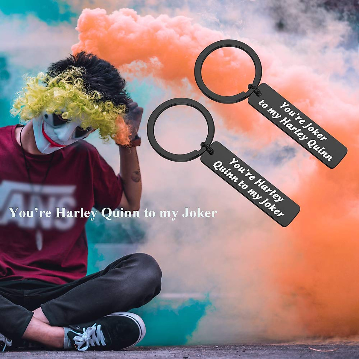 FOTAP Joker and Harley Quinn Jewelry You're Harley Quinn to My Joker Keychain Boyfriend Gift Girlfriend Gift Valentine's Day Gift (Joker Set Keychain-blk)