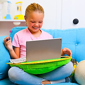 Good Banana Lap Desk - Built-in Tablet Holder, fits laptops and Chromebooks, Ipads up to 15", Delux Plush Padding (Cheeseburger), Multi