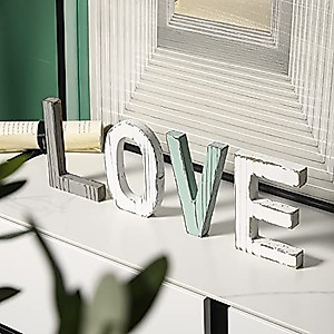 MyGift Decorative Wooden Freestanding Love Cut Out Letters Sign for Wedding Decor, Distressed Multi Colored Wood Word Sign for Dorm Decoration, Anniversary, Valentine's Day