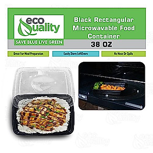 38 oz Reusable Food Storage 150 Pack Containers with Lids by EcoQuality – Rectangular BPA Free Freezer, Microwave & Dishwasher Safe – Airtight & Watertight Stackable, Lunch Meal Prep, To-Go, Bento Box