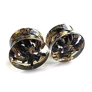 Eternity31 Lavender bridal plugs jewelry gold wedding gauges real flower plugs ear tunnels floral plugs (40mm / 1 9/16" / Pair)