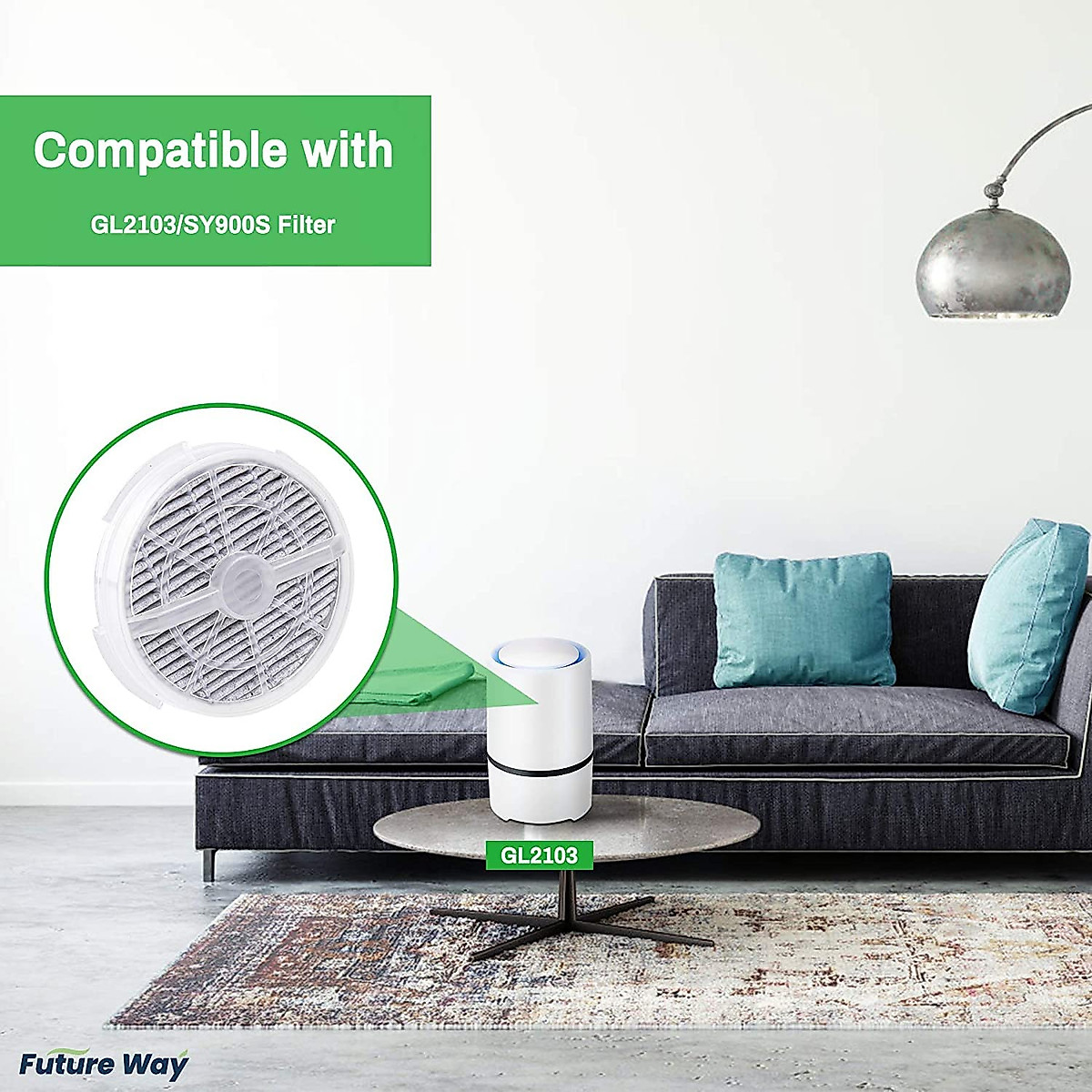 Future Way Replacement Filter Compatible with GL2103, LTLKY 900S, SY900S Air Purifier, JINPUS Houzetek WSTA Meleden DHS COSTWAY, 2-Pack