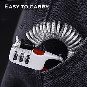 ZHome 3-Digit Password Combination Cable Lock for Bicycle Motorcycle Helmet - Portable Mini Code Lock with Steel Wire for Travel Outdoor White 4Pcs/Set