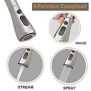 Hoimpro High Arc Matte Black Spring Kitchen Faucet with Pull Down Sprayer, Rv Paint Black Kitchen Sink Faucet with Pull Out Sprayer,3 Function Single Handle Laundry Faucet,Brass(Single or 3 Hole)