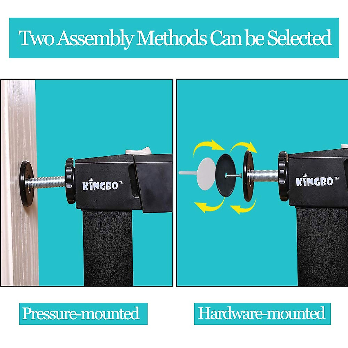 WAOWAO Narrow Baby Gate Walk Thru Pressure/Hardware Mount Auto Close Black Metal Child Dog Pet Safety Gates 29.13in Tall for Top of Stairs,Doorways,Kitchen and Living Room 2 (Black-22.83"-25.59")