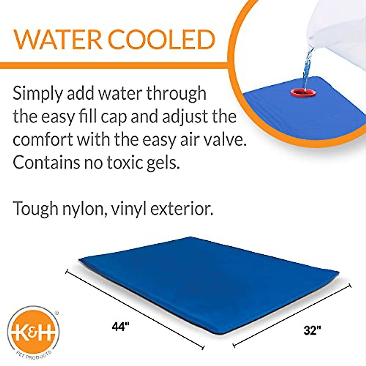 K&H Pet Products Cool Bed III Dog Cooling Mat, Cooling Dog Beds for Large Dogs, Dog Cooling Mat for Dog Carrier, Outdoor Dog Bed Cooling Pad for Dog, Pet Cooling Mat - Blue Large 32 X 44 Inches