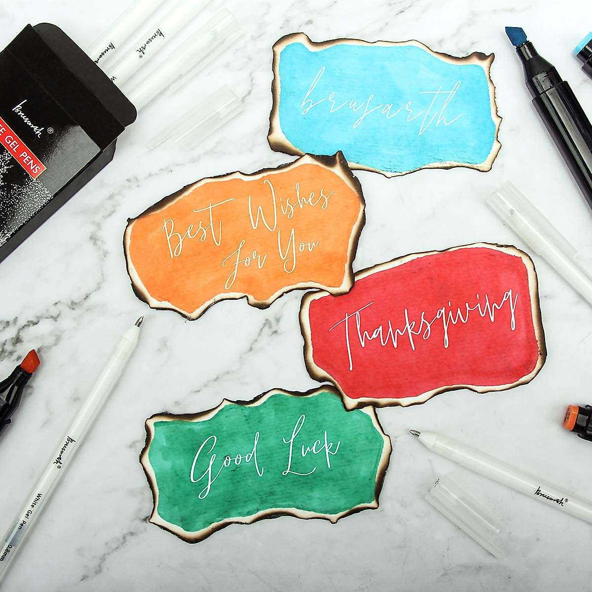 White Gel Pen Set - 0.8 mm Extra Fine Point Pens Gel Ink Pens for Black Paper Drawing, Sketching, Illustration, Card Making, Bullet Journaling, Pack of 6