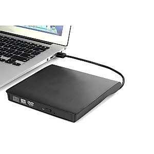 intendvision External CD DVD Drive USB 3.0 Portable Fits for DVD-R DVD-RW DVD+R DVD+RW DVD-ROM, DVD Player, CD Burner Black for PC Laptop Computer Mac OS Windows 11/10/8/7