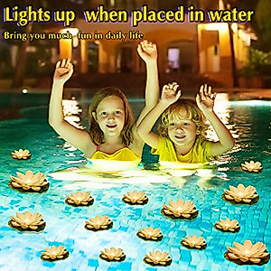 24 Pcs Floating Pool Lights Lotus Floating Lanterns Lifelike Artificial Floating Flowers for Pool with LED Lights Battery Operated Lily Pads Water Lantern for Decor (White, 3.94 Inch, 5.91 Inch)
