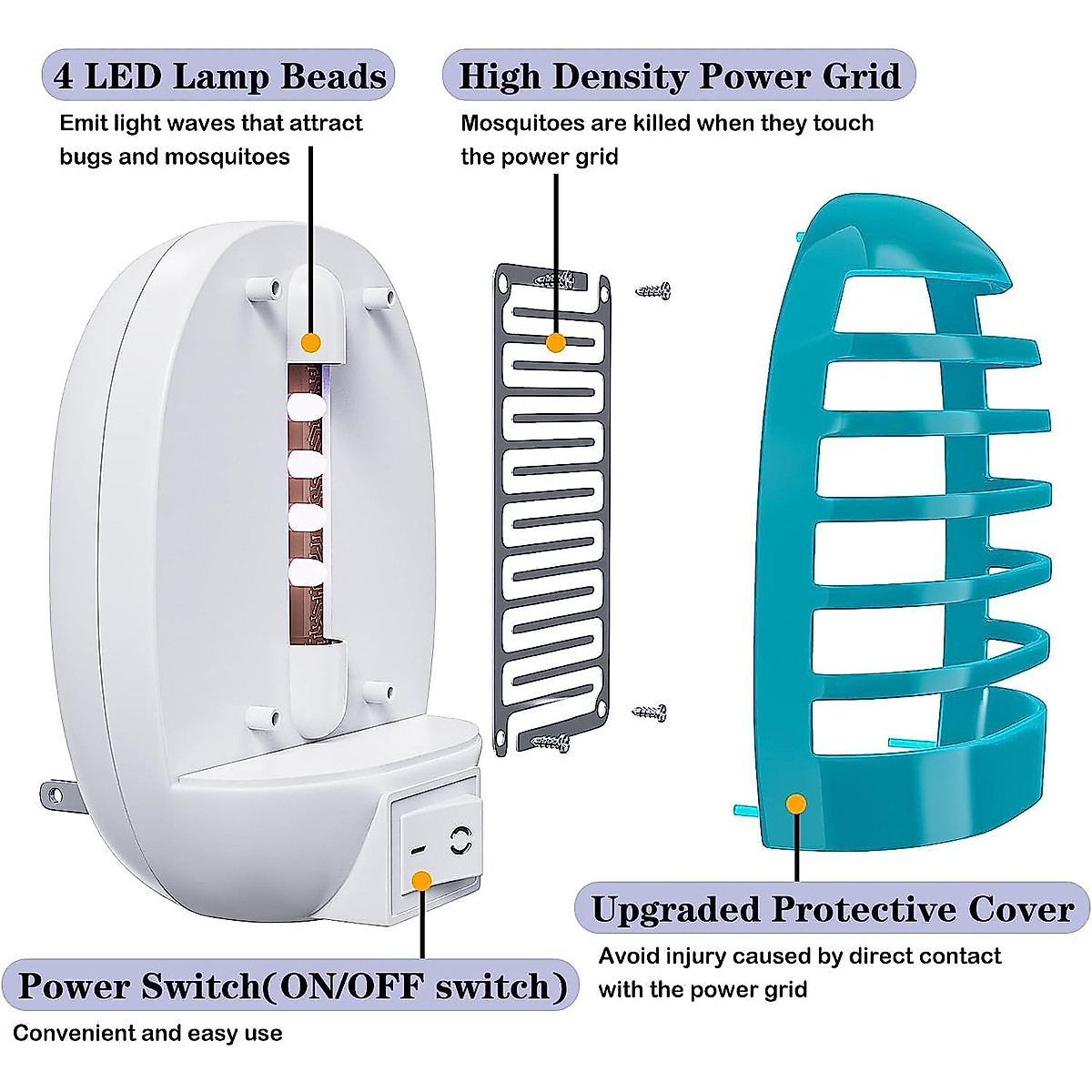 Hywean 6 Pack Plug in Bug Zapper Indoor for Flying Insect Mosquito, Electronic Mosquito Zapper Gnat Traps with LED Light for Patio