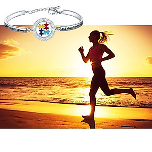 FEELMEM Autism Mom Jewelry God Found Some of The Strongest Women Bracelet Autistic Gift Autism Awareness Jewelry Proud Autism Mom Gift (God Found-silver)