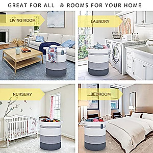 COMSE Extra Large Laundry Basket, Tall Blanket Basket, Laundry Hamper with Handles, 15.7”x 21.7”, Cotton Rope Basket, Woven Laundry Basket, Toy Basket, Clothes Baskets,Woven Basket,Gradient Gray