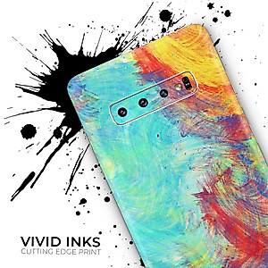 DesignSkinz Vibrant Colored Messy Painted Canvas Protective Vinyl Decal Wrap Skin Cover Compatible with The Samsung Galaxy S20 (Screen Trim & Back Glass Skin)