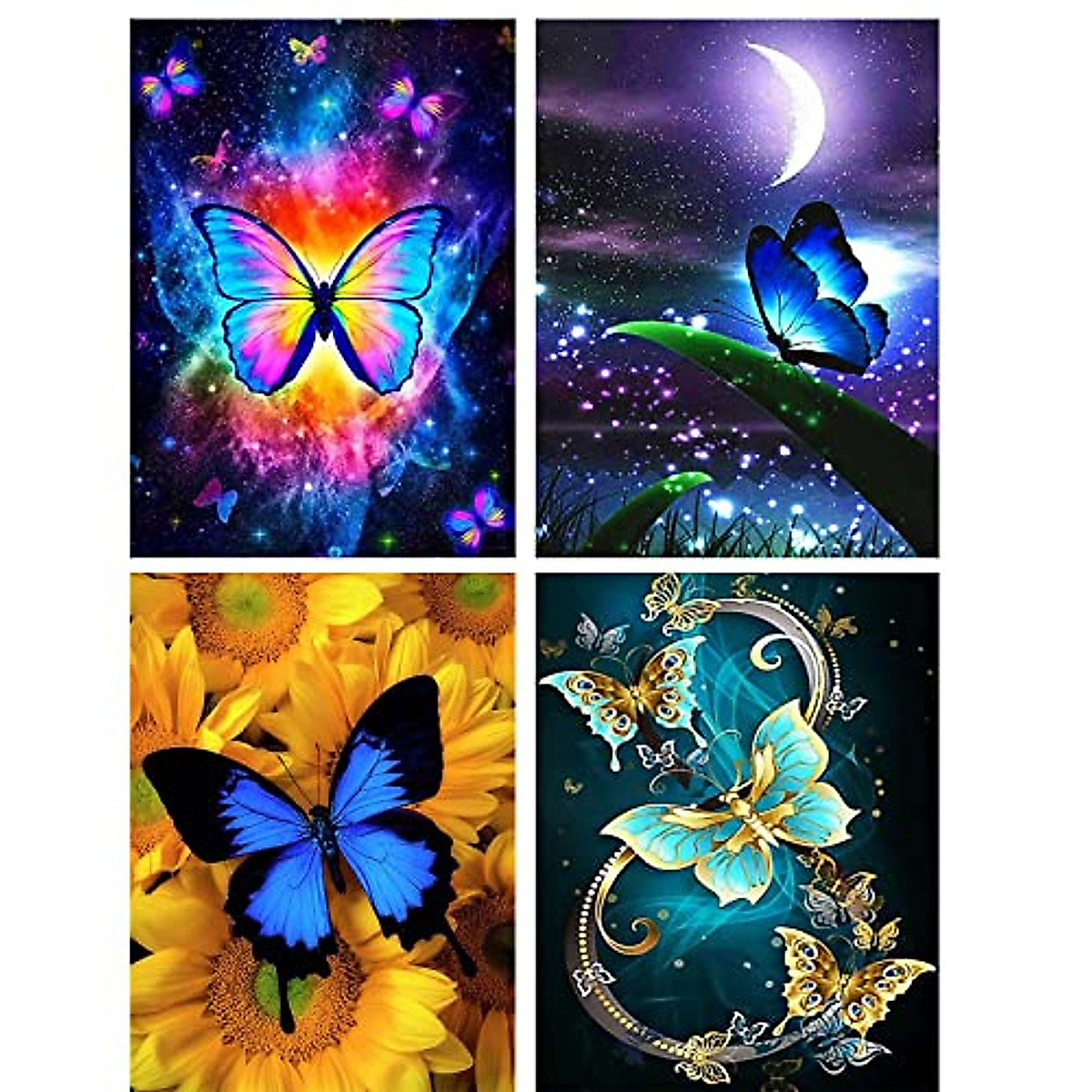 4 Packs Stamped Cross Stitch Kits,Landscapes Butterfly Counted Cross Stitch Kits for Adults Beginners,DIY Full Range of Needlepoint Kits Needlecrafts Embroidery Arts and Crafts for Home Decor,12"x16"