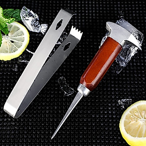 Ice Pick - 7 Inch Stainless Steel Ice Crusher with Wood Handle, Japanese Style Ice Chipper Dual-action Ice Chisel ideal for Bars and Home
