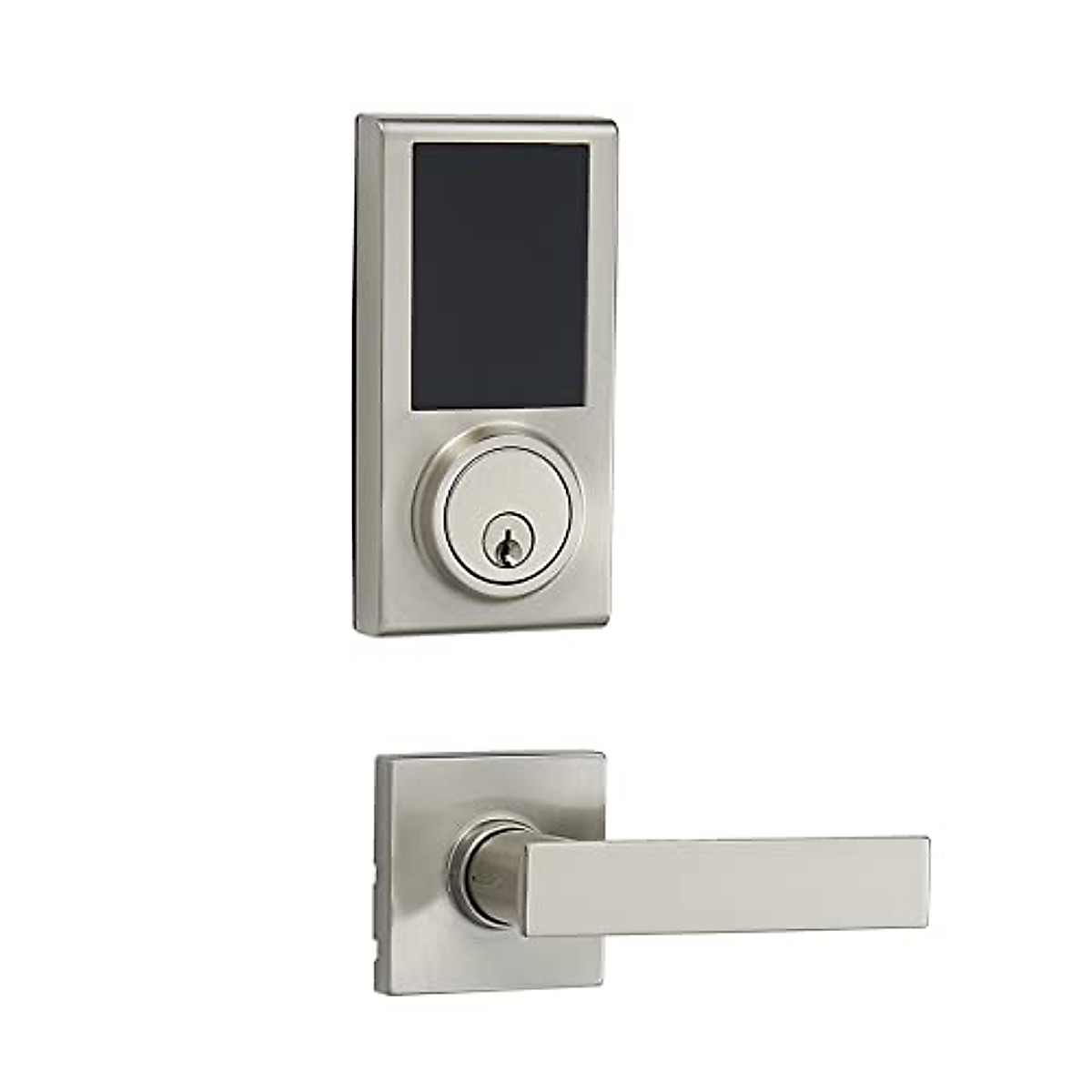Amazon Basics Grade 3 Electronic Touchscreen Deadbolt Door Lock with Passage Lever - Satin Nickel