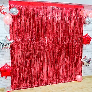 KatchOn, Red Streamers Party Decorations - XtraLarge 3.2x6.5 Feet, Pack of 2 | Red Backdrop for Red Birthday Decorations | Christmas Backdrop, Christmas Decorations | Red Party Decorations, Red Decor