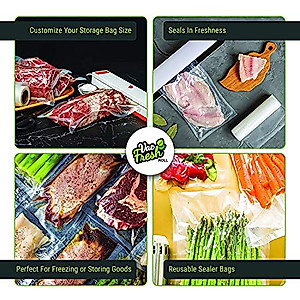 Vac Fresh Food Vacuum Sealer Rolls (2, 15" x 50') 3.5mil Embossed Food Storage Bags, Vacuum Seal Bags for Meal Prep, Sous Vide Bags for Cooking (100 Feet)