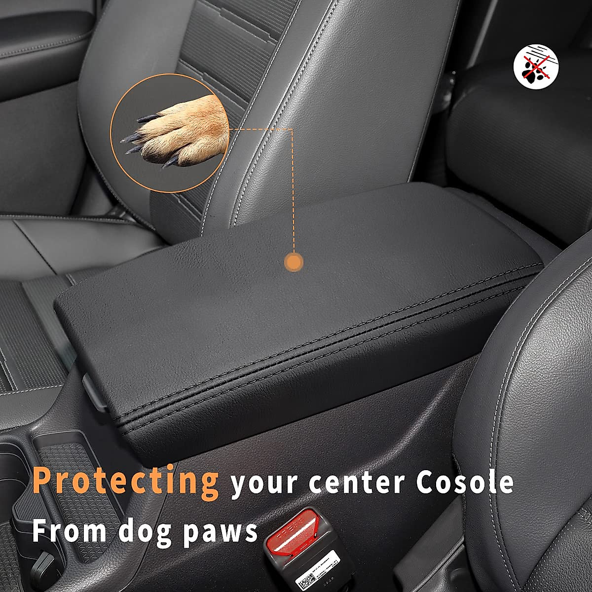 INTGET for 2025 2024 2023 Honda CRV Center Console Cover Leather Middle Armrest Cover Center Console Lid Protector for Honda CRV 2025 Accessories (Black Leather Console Cover)