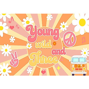 Young Wild and Three Decorations Girl, Three Groovy Birthday Party Decorations,Balloons, Backdrop Cake Topper, Sunglasses for Groovy Birthday Party Decorations, Hippie 3rd Birthday Party Decorations
