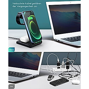 Wireless Charging Station,3 in 1 Fast Charging Station,Wireless Charger Stand for iPhone 13/12/11 Pro Max/X/Xs Max/8/8 Plus, AirPods 3/2/pro, iWatch Series 7/6/5/SE/4/3/2, and Samsung Phones