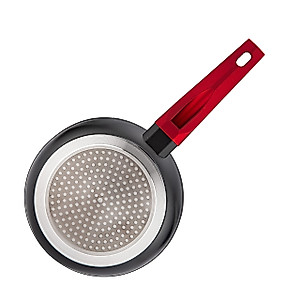 Hamilton Beach Aramco Skillet Frying Pan,12-Inch, Nonstick PFOA-Free Coating, High Performance Forged Aluminum, Induction Compatible, Stay-Cool Bakelite Handle, Large Size, Black with Red Handle