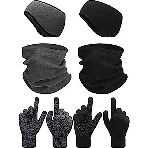 SATINIOR 6 Pieces Ear Warmer Headband Warmer Face Mask Fleece Neck Gaiter Touch Screen Winter Knit Gloves for Men and Women
